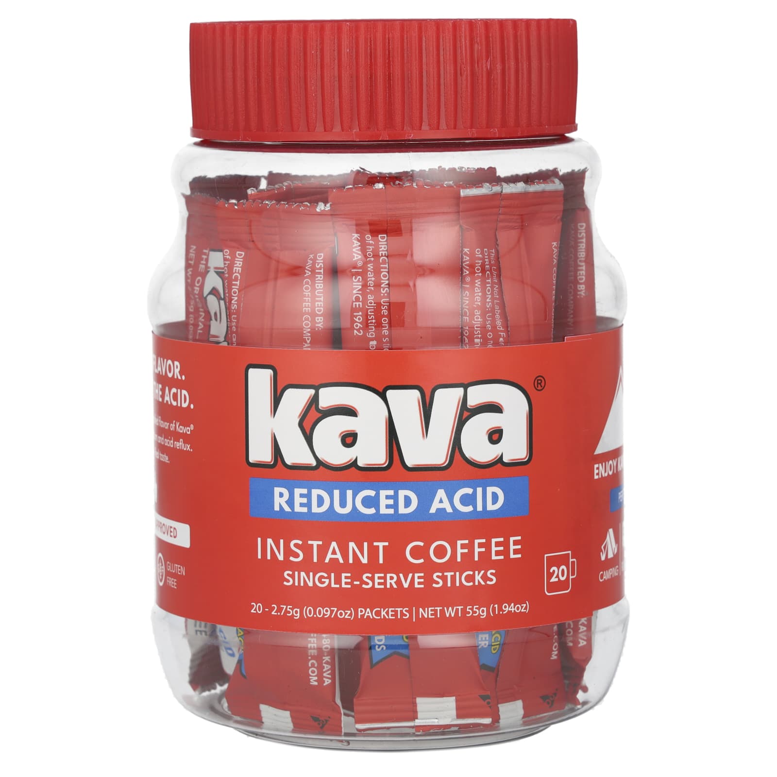Kava Coffee, Instant Coffee Single-Serve Sticks, Reduced Acid, 20 ...
