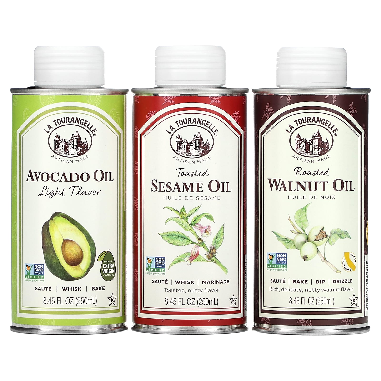 La Tourangelle, LAT Favorites Trio Artisan Oils, 3 Count, 8.45 oz (250 ...