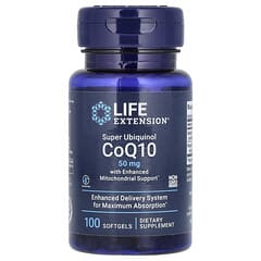 Life Extension, Super Ubiquinol CoQ10 with Enhanced Mitochondrial Support, 50 mg, 100 Softgels