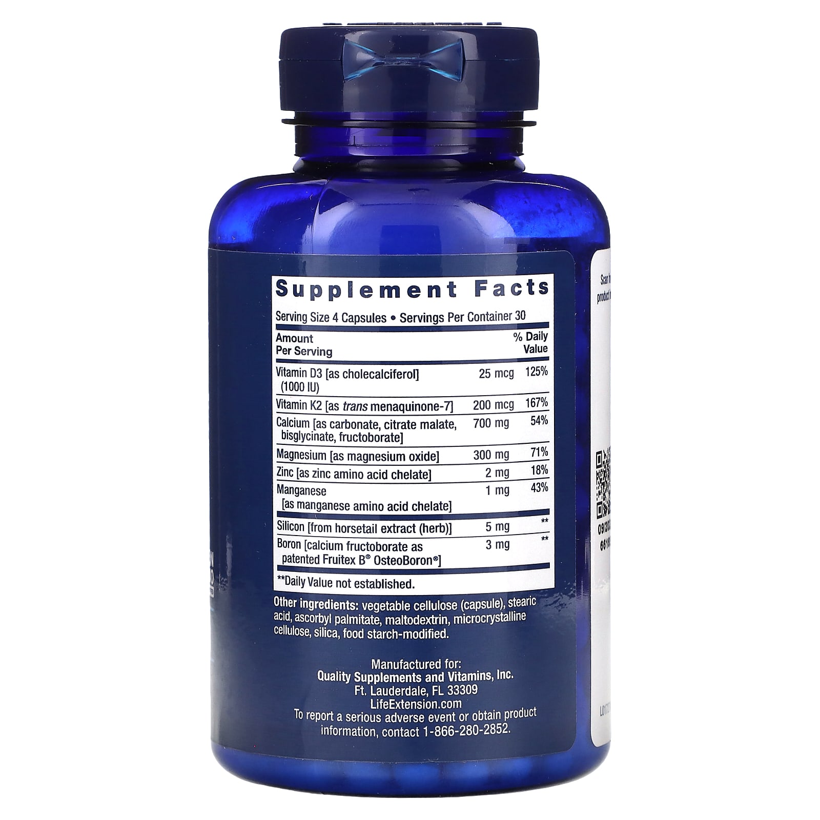 Life Extension, Bone Restore, Calcium Supplement with Vitamin K2, 120 ...