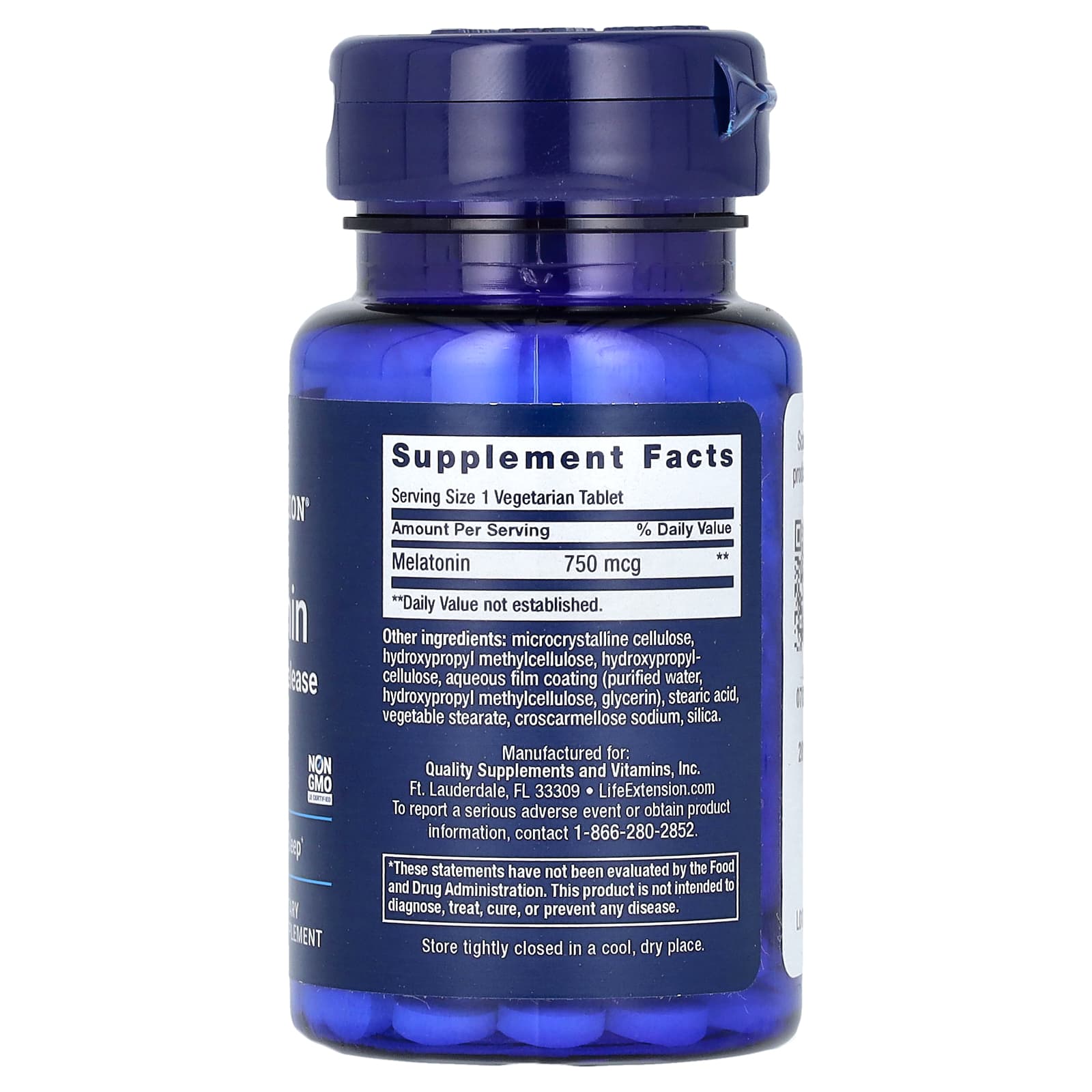 Life Extension, Melatonin, 6 Hour Timed Release, 750 mcg, 60 Vegetarian ...