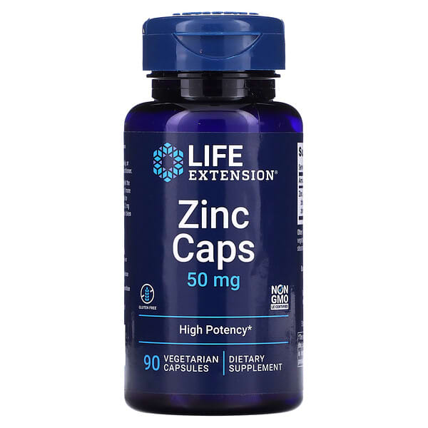 Life Extension, Zinc Caps, High Potency, 50 mg, 90 Vegetarian Capsules