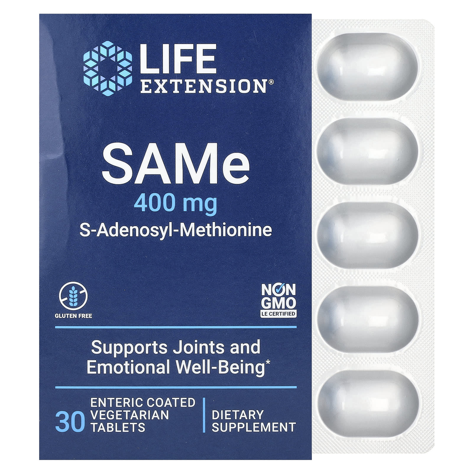Life Extension, SAMe (S-Adenosyl-Methionine), 400 mg, 30 Enteric Coated ...