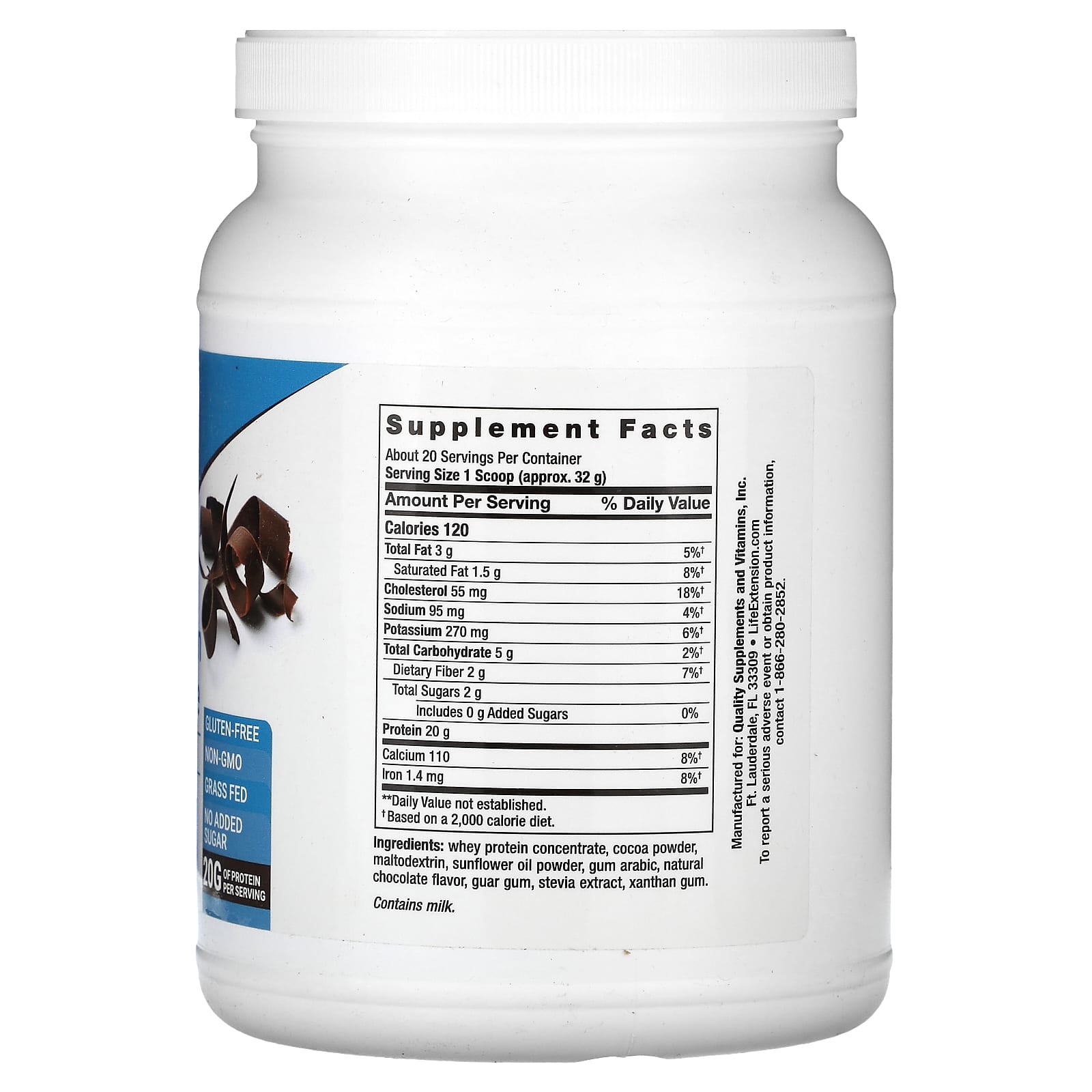 Life Extension, Wellness Code, Whey Protein Concentrate, Chocolate, 1. ...