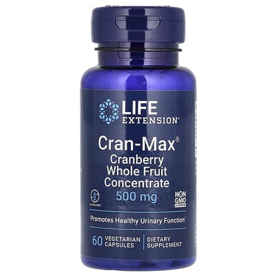 Life Extension, Cran-Max, Cranberry Whole Fruit Concentrate, 500 mg, 60 ...