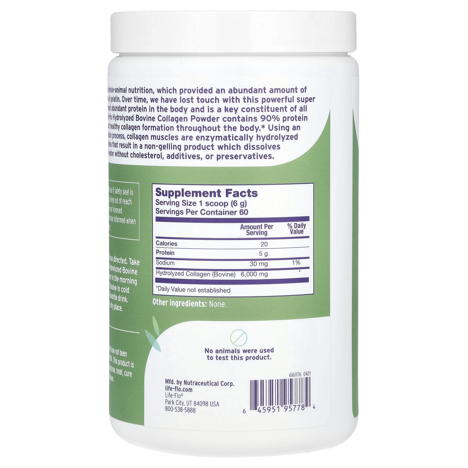 Life-flo, Grass Fed Hydrolyzed Bovine Collagen Powder, Unflavored, 12.7 ...