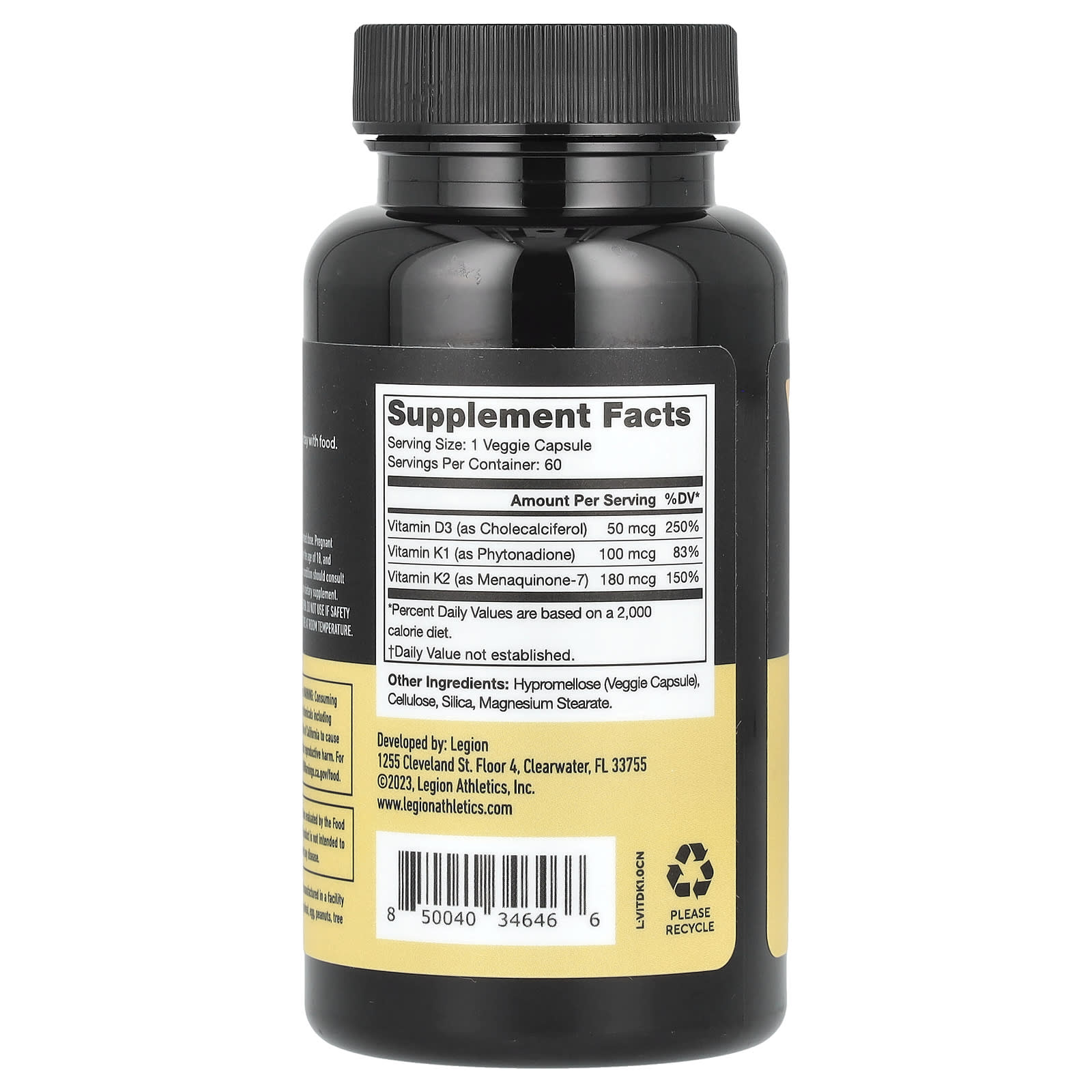 Legion Athletics, Vitamin D+K, 60 Capsules