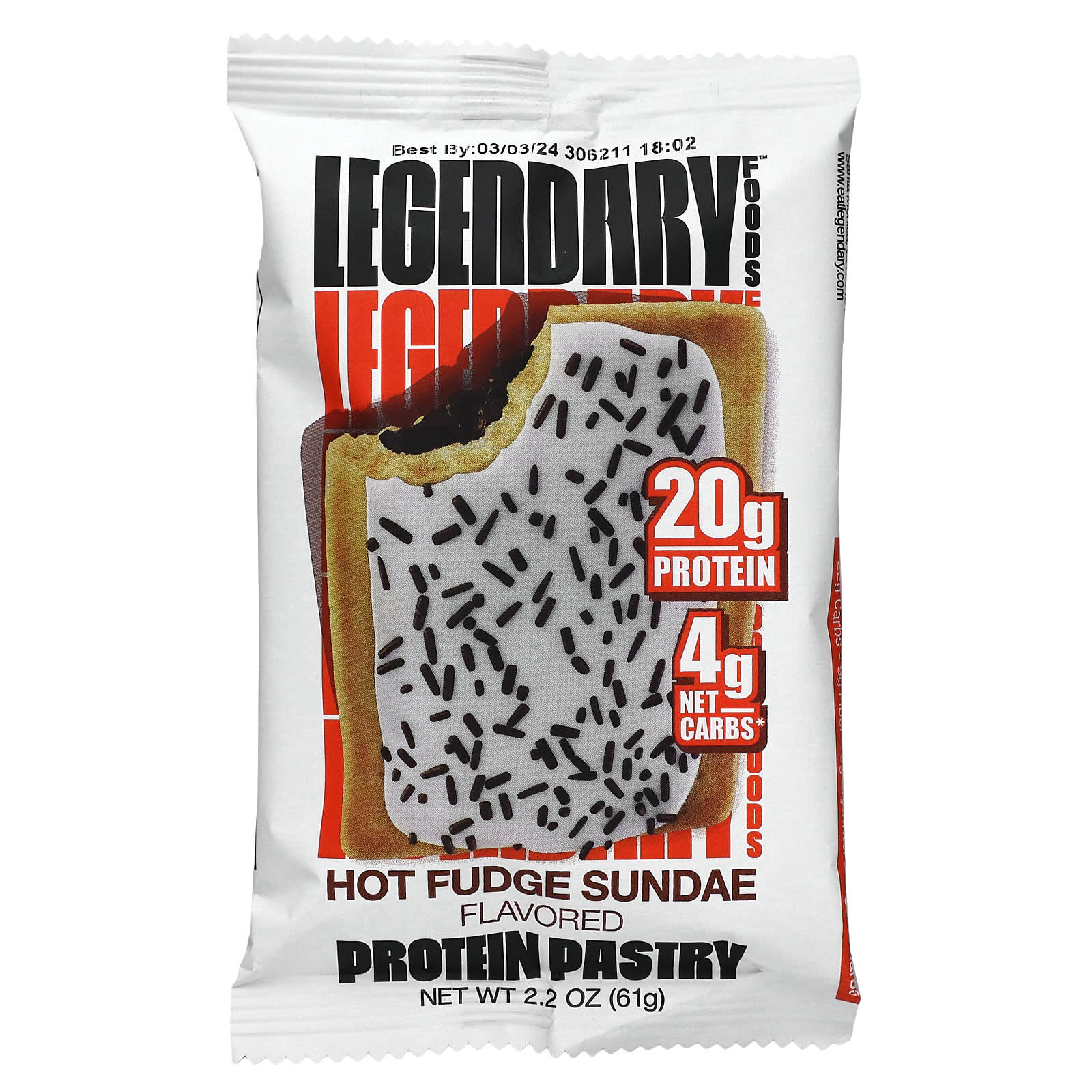 Legendary Foods, Protein Pastry, Hot Fudge Sundae, 10 Pack, 2.2 oz (61 ...