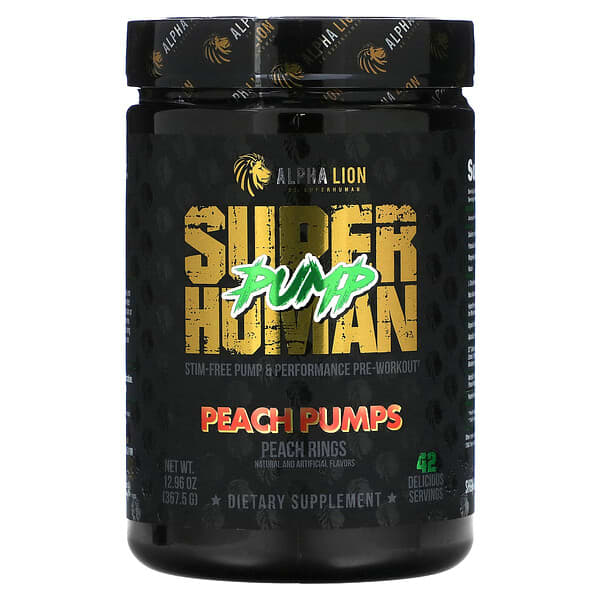 ALPHA LION, SuperHuman Pump, Peach Pumps, Peach Rings, 12.96 oz (367.5 g)