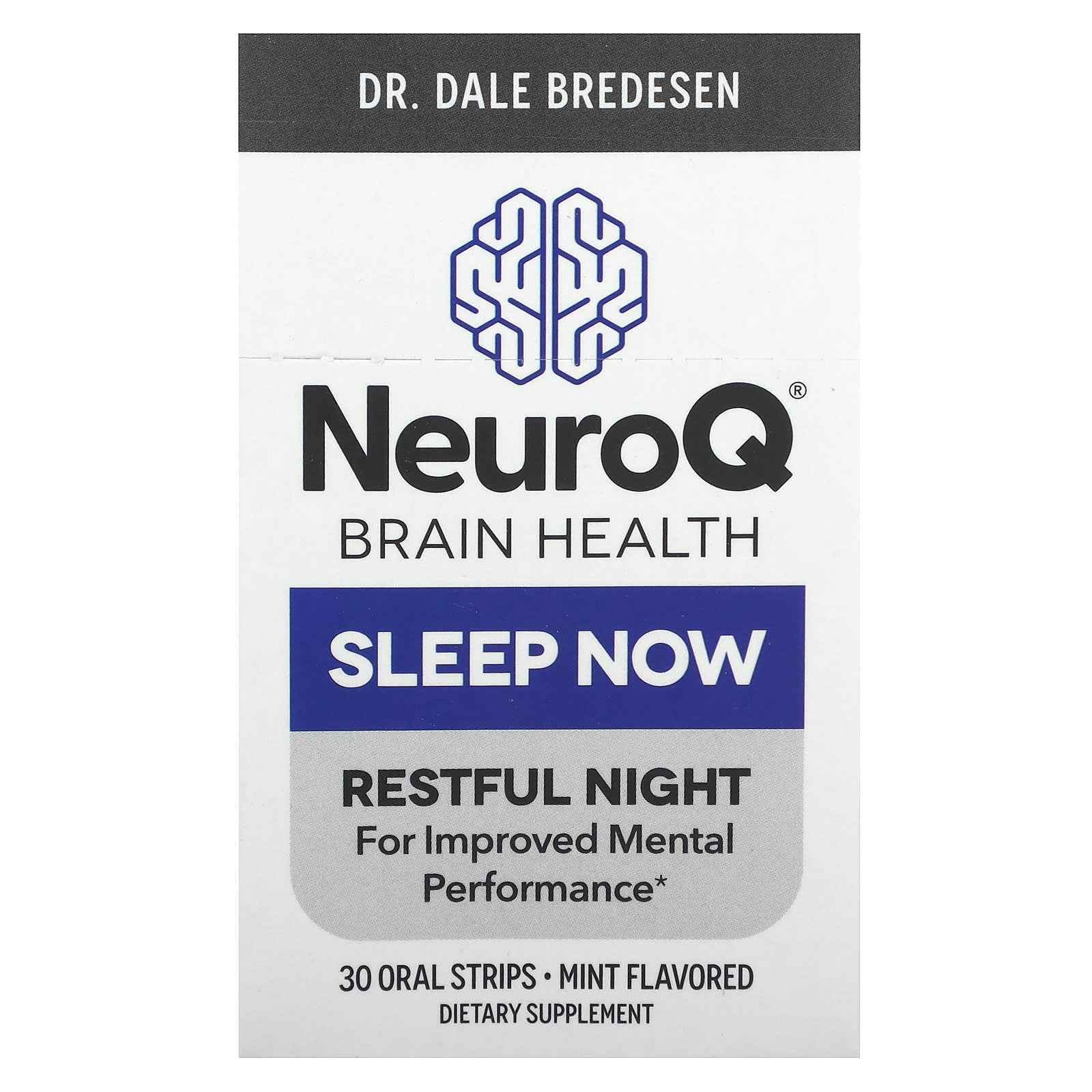 LifeSeasons, NeuroQ Brain Health, Sleep Now, Mint, 30 Oral Strips