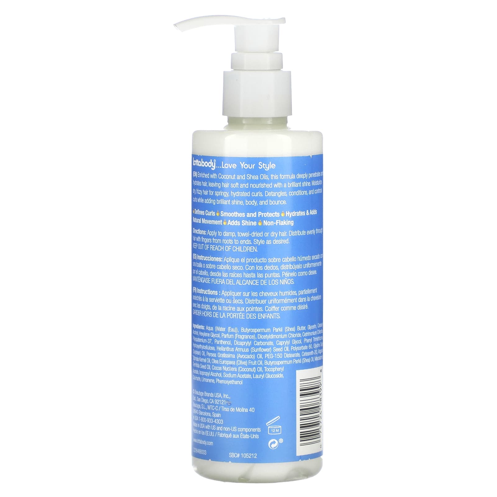 Lottabody Moisturize Me Curl And Style Milk With Coconut And Shea Oils 8