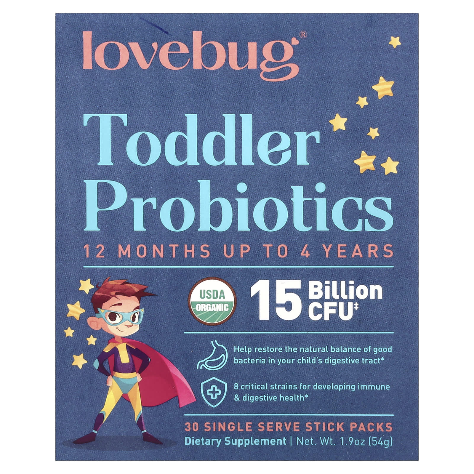 LoveBug Probiotics, Toddler Probiotics, 12 Months Up To 4 Years, 15 ...