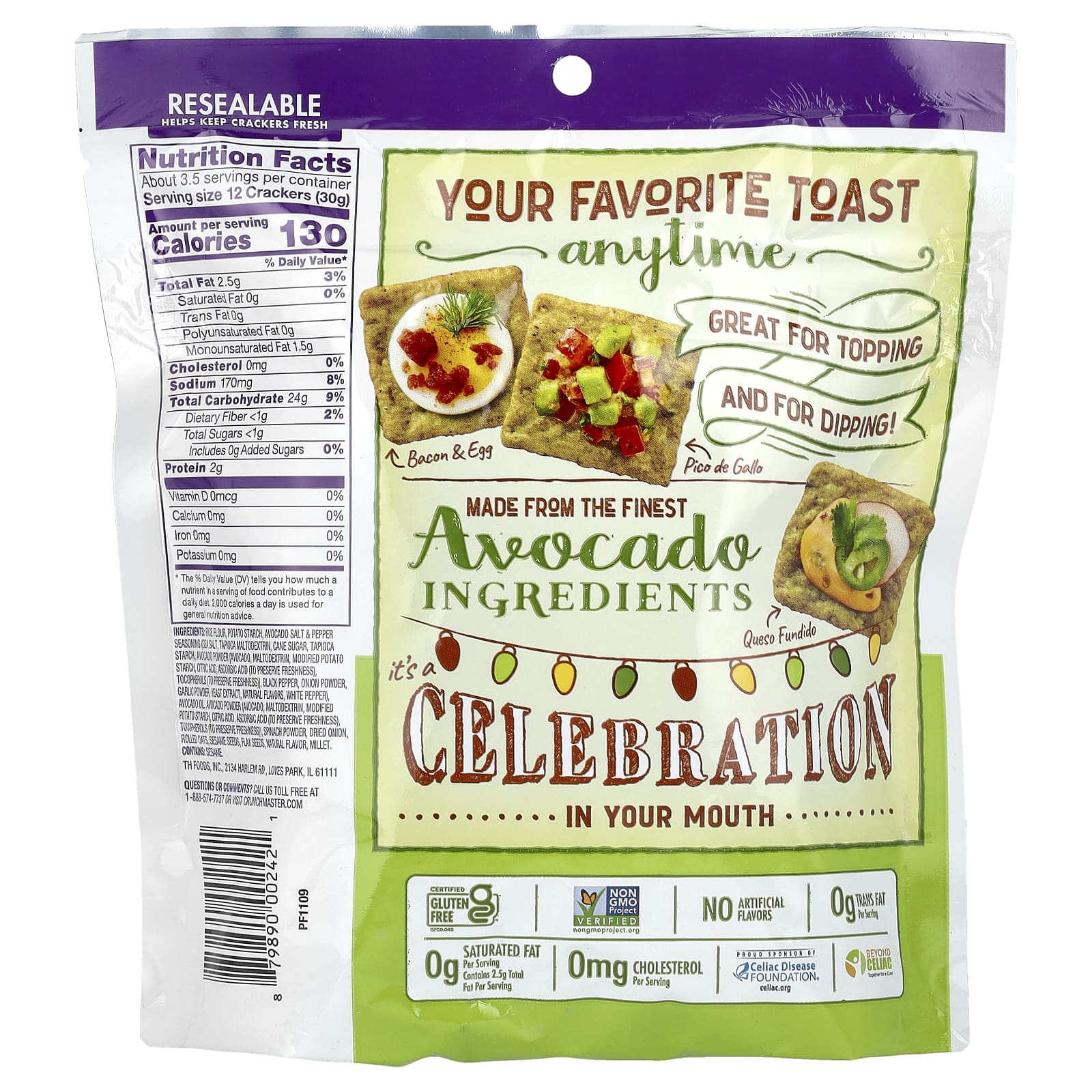 Crunchmaster, Avocado Toast, Crunchy Baked Rice Crackers, Salt & Pepper ...