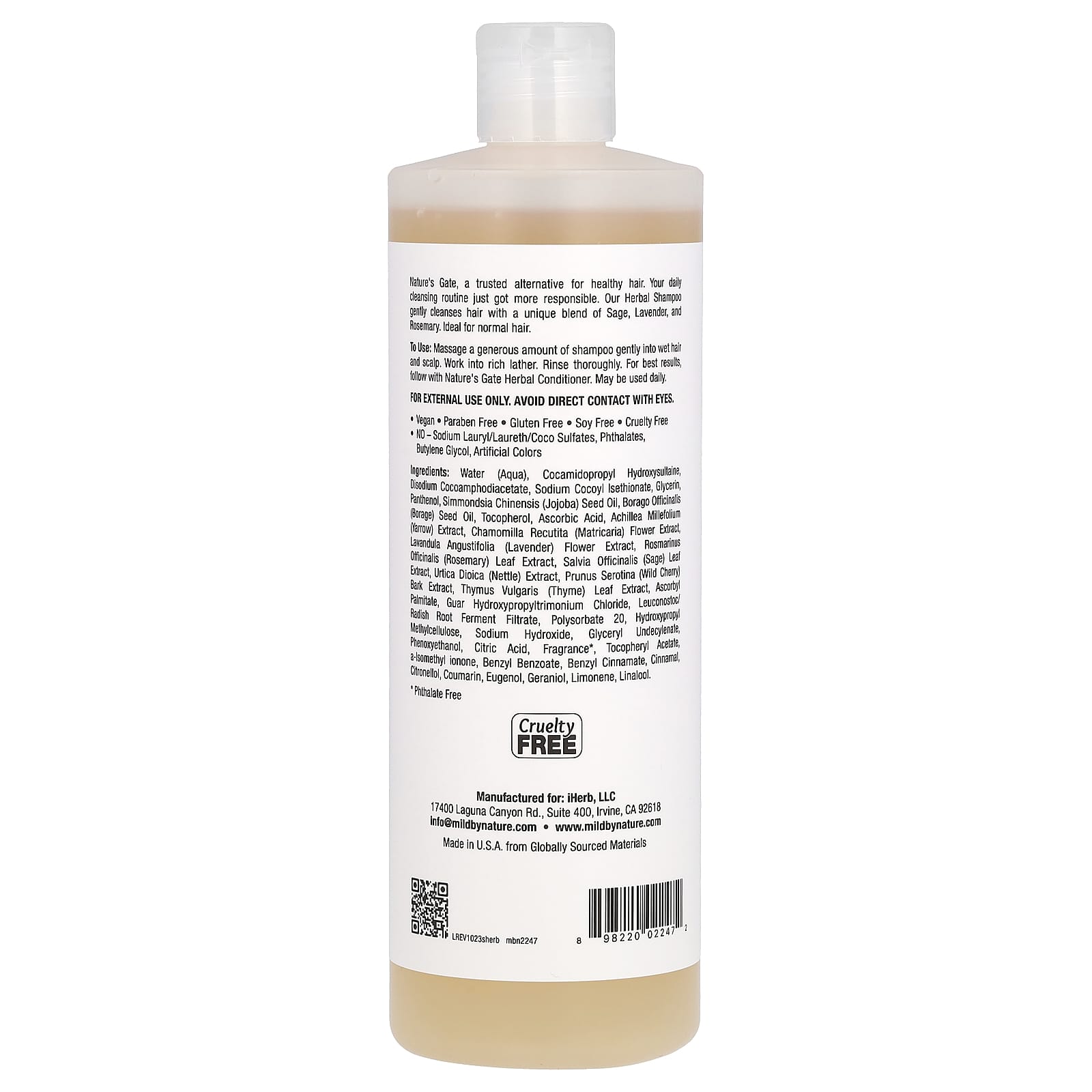 Mild By Nature, (Nature's Gate), Herbal Shampoo for Normal Hair, 16 fl ...