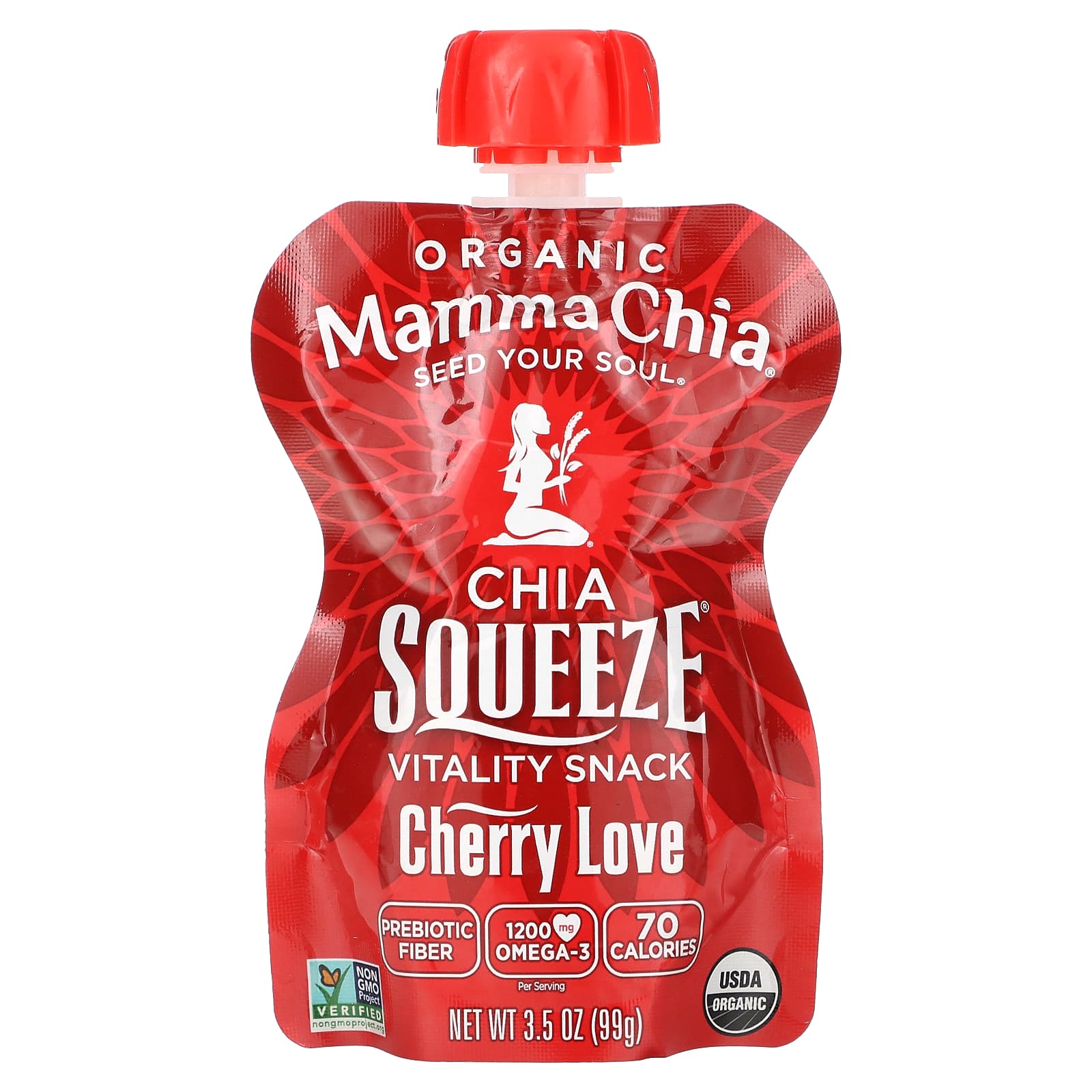Mamma Chia, Organic Chia Squeeze, Vitality Snack, Cherry Love, 8 ...