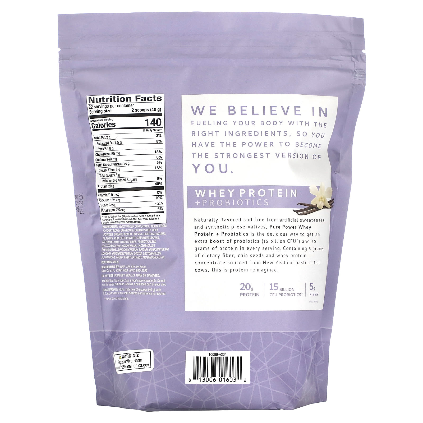 Dr. Mercola, Pure Power, Whey Protein + Probiotics, Vanilla, 1 lb 15 oz ...