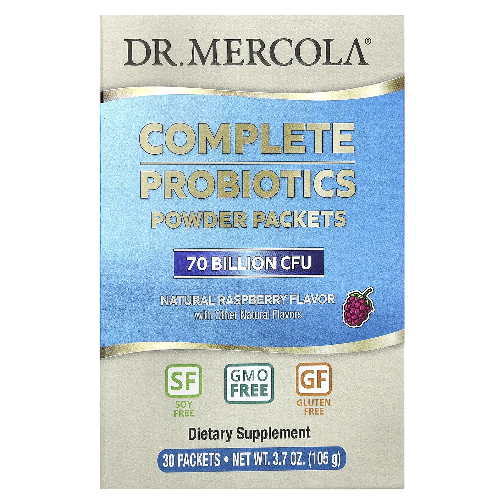 Dr. Mercola, Complete Probiotics Powder Packets, Natural Raspberry , 70 ...