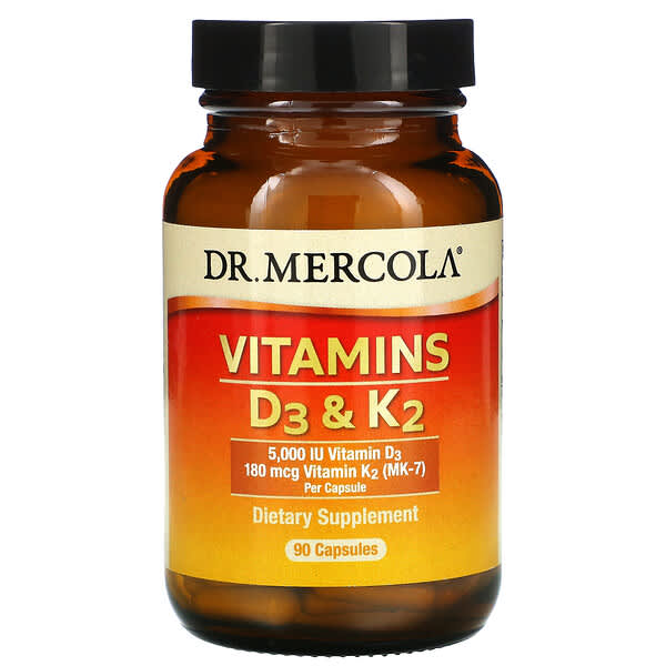 Dr. Mercola, Vitamins D3 & K2, 90 Capsules