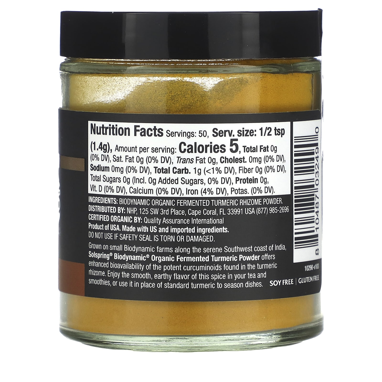 Dr. Mercola, Solspring, Biodynamic, Fermented Turmeric Powder, 2.4 oz ...