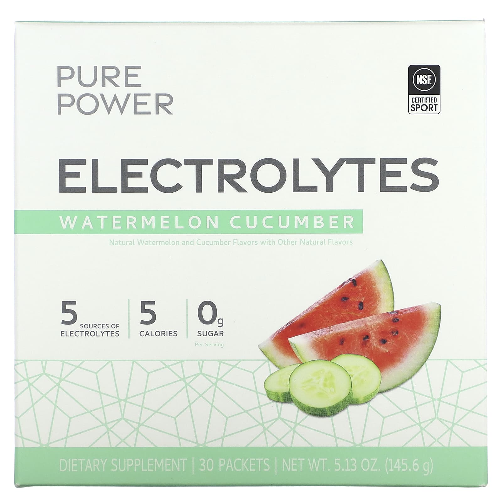 Dr. Mercola, Pure Power, Electrolytes, Watermelon Cucumber, 30 Packets ...