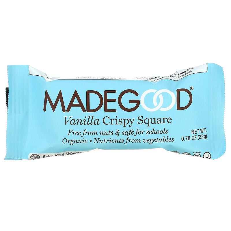 MadeGood, Crispy Squares, Vanilla, 6 Bars, 0.78 oz (22 g) Each