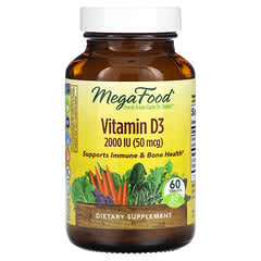 MegaFood, Vitamin D3, 50 mcg (2,000 IU), 60 Tablets