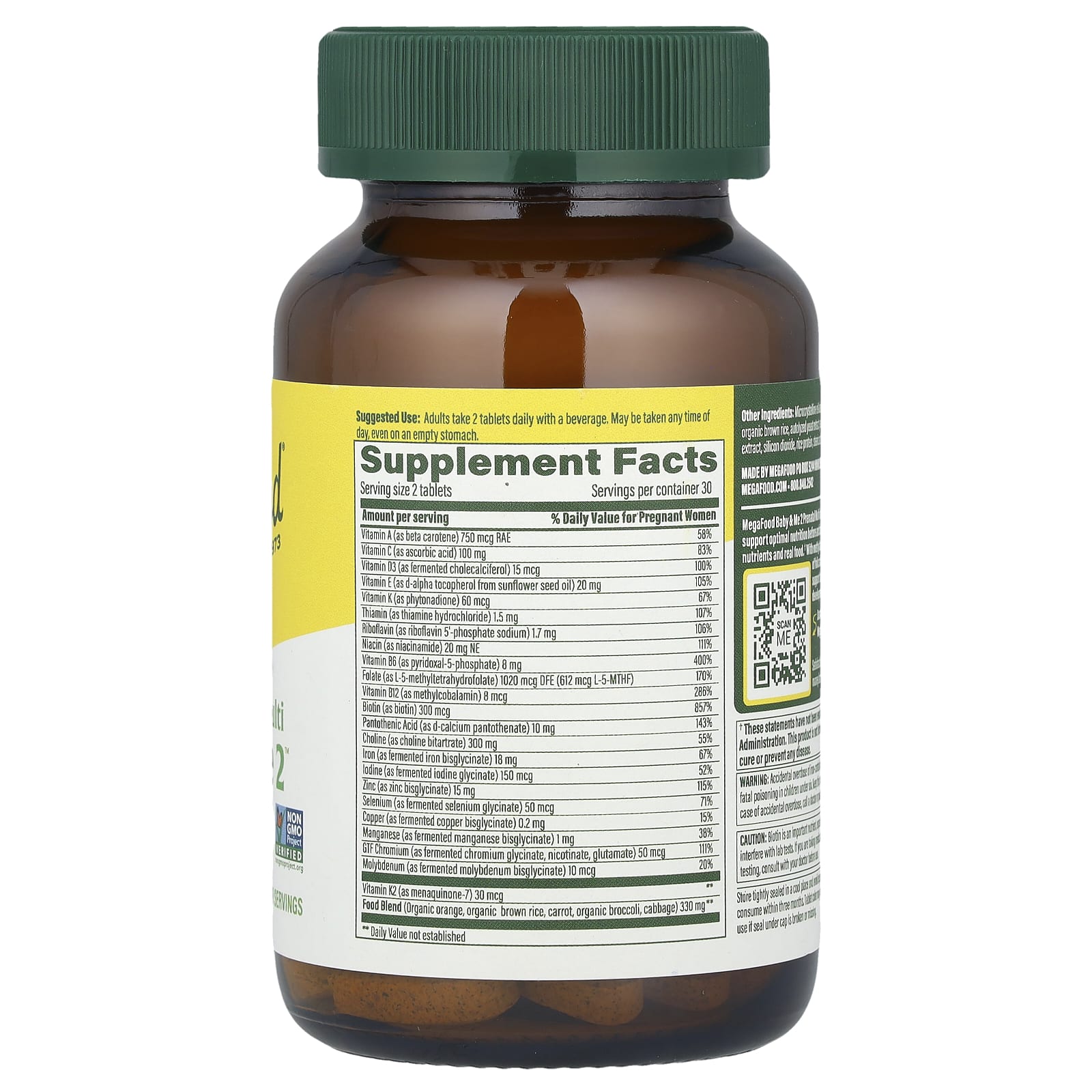 MegaFood, Baby & Me 2, Prenatal Multi, 60 Tablets