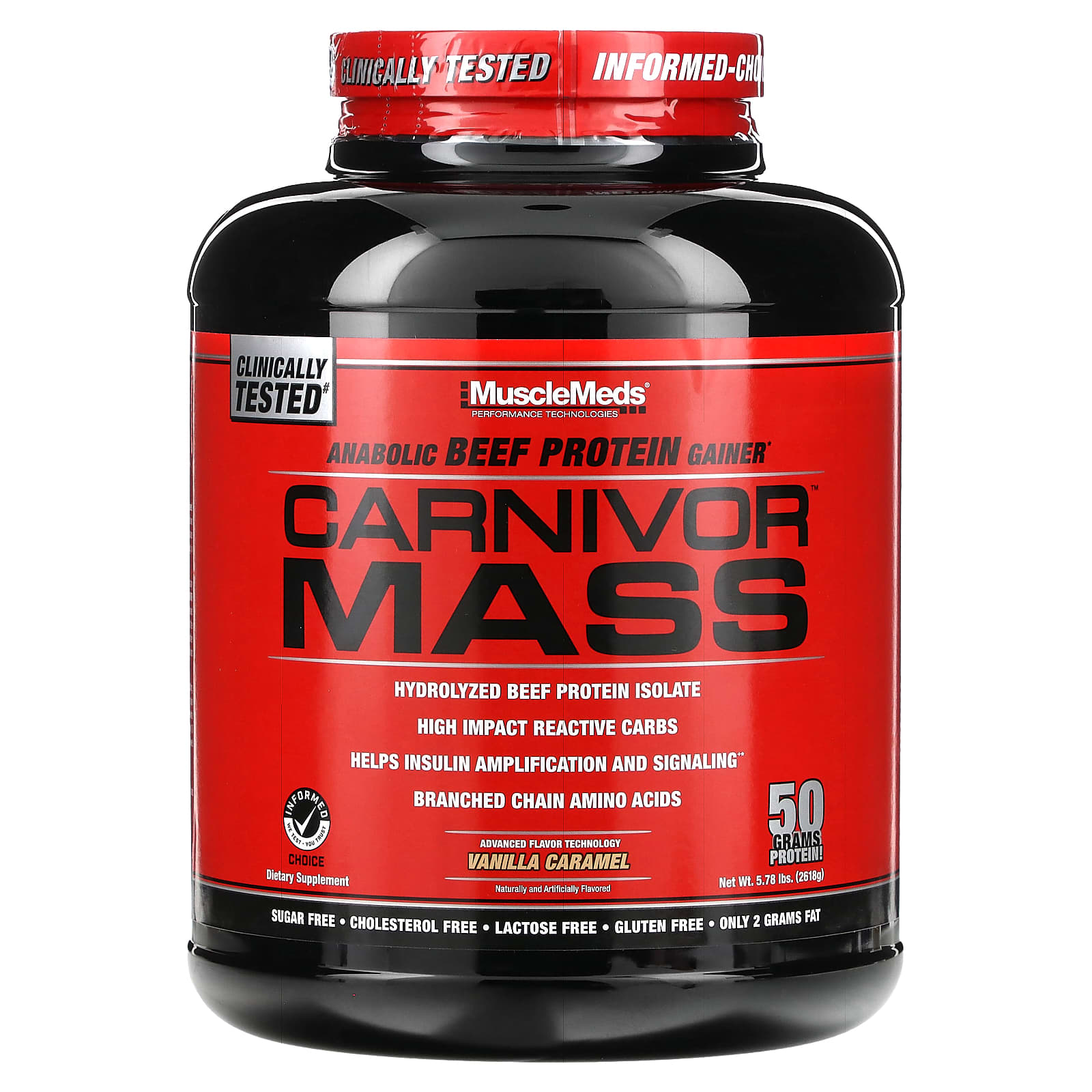 MuscleMeds, Carnivor Mass, Anabolic Beef Protein Gainer, Vanilla ...