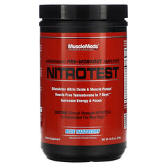 MuscleMeds, Nitrotest, Androgenic Pre-Workout Amplifier, Blue Raspberry ...