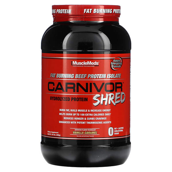 MuscleMeds, Carnivor Shred, Hydrolyzed Protein, Vanilla Caramel, 1.91 ...