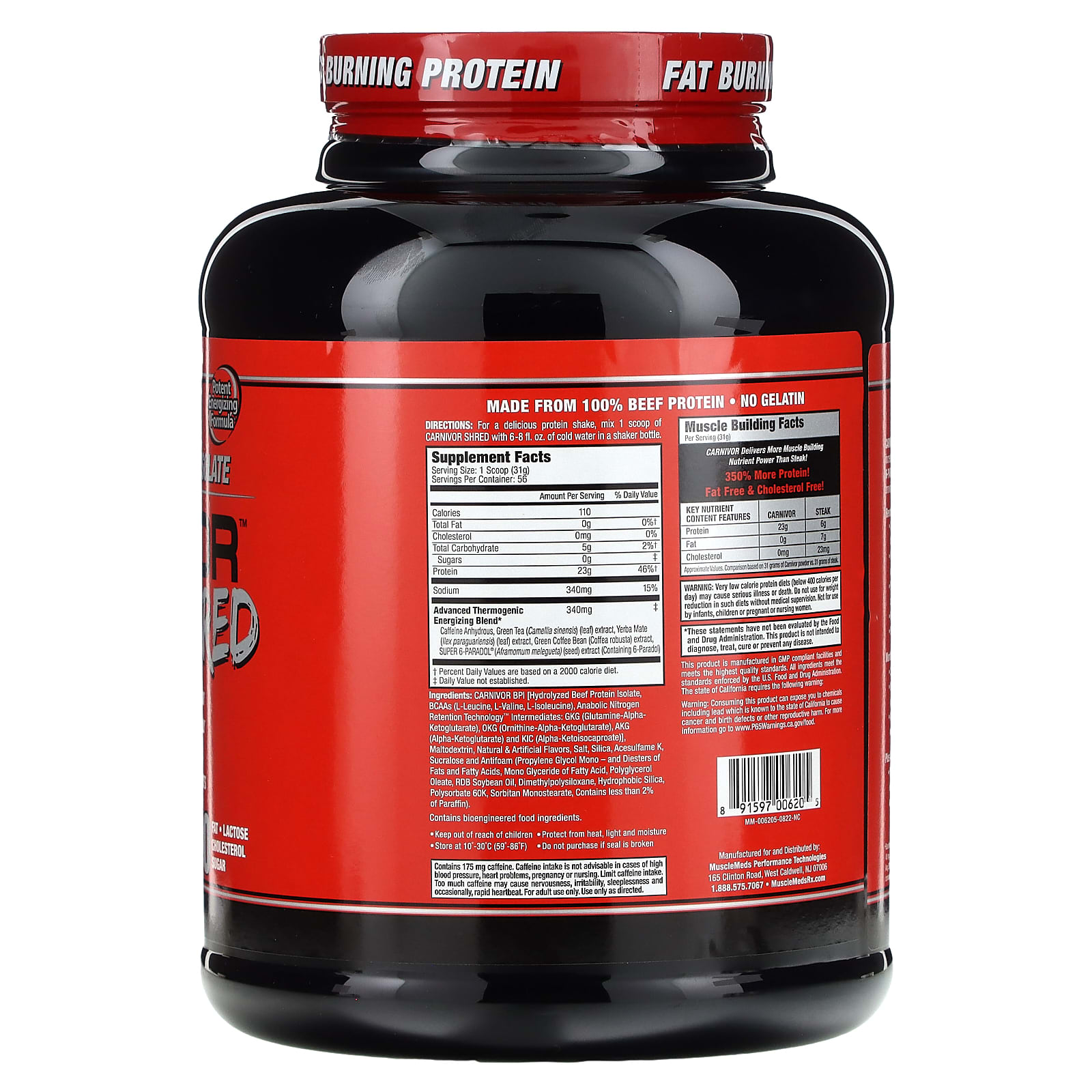MuscleMeds, Carnivor Shred, Hydrolyzed Protein, Vanilla Caramel, 3.8 ...
