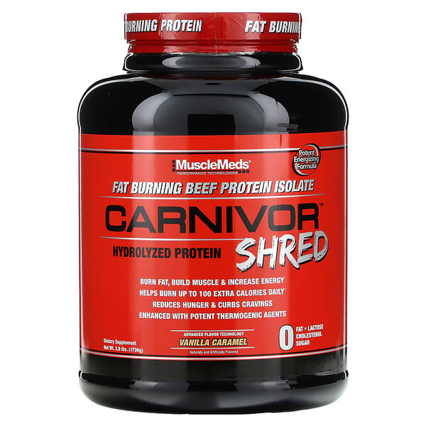 MuscleMeds, Carnivor Shred, Hydrolyzed Protein, Vanilla Caramel, 3.8 ...