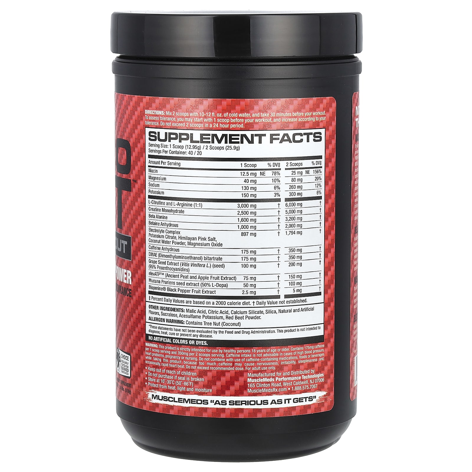 MuscleMeds, Nitro Lift™ Pre-Workout, Cherry Lime, 1.14 lbs (518 g)
