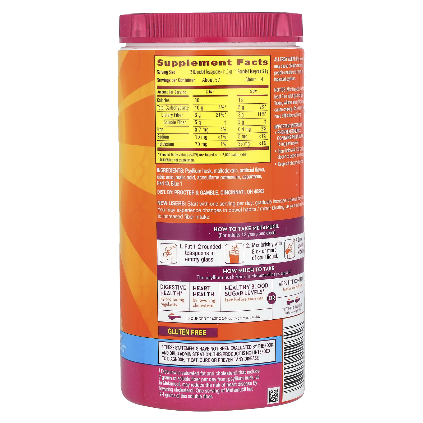 Metamucil, 4-In-1 Fiber, Berry, 23.3 oz (660 g)