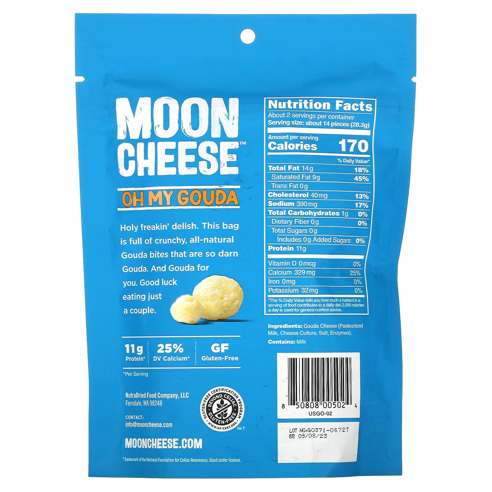 Moon Cheese, Crunchy Bites, Oh My Gouda, 2 oz (56.6 g)