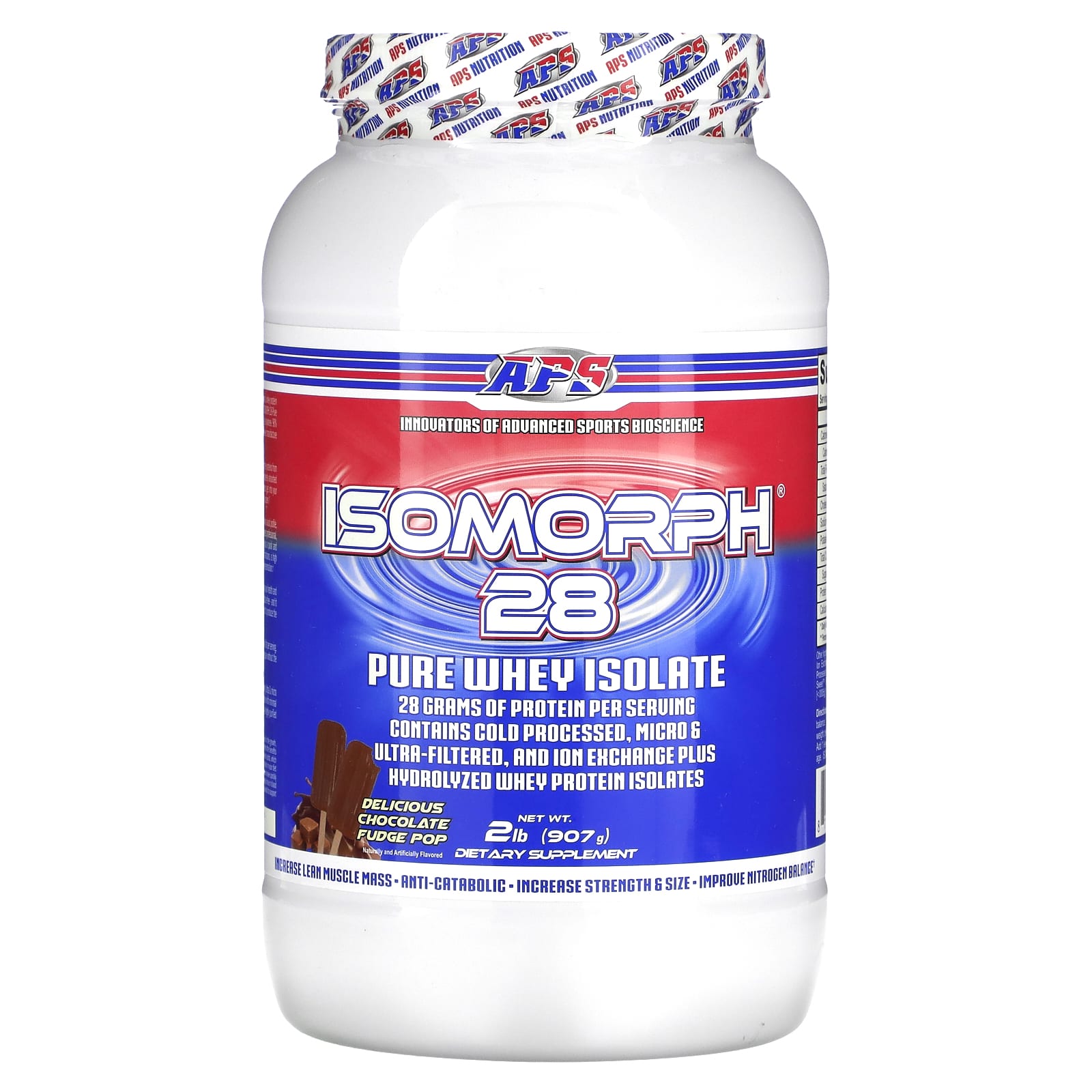 APS, Isomorph 28, 순수 분리유청, 맛있는 초콜릿 퍼지 팝, 907g(2lbs)