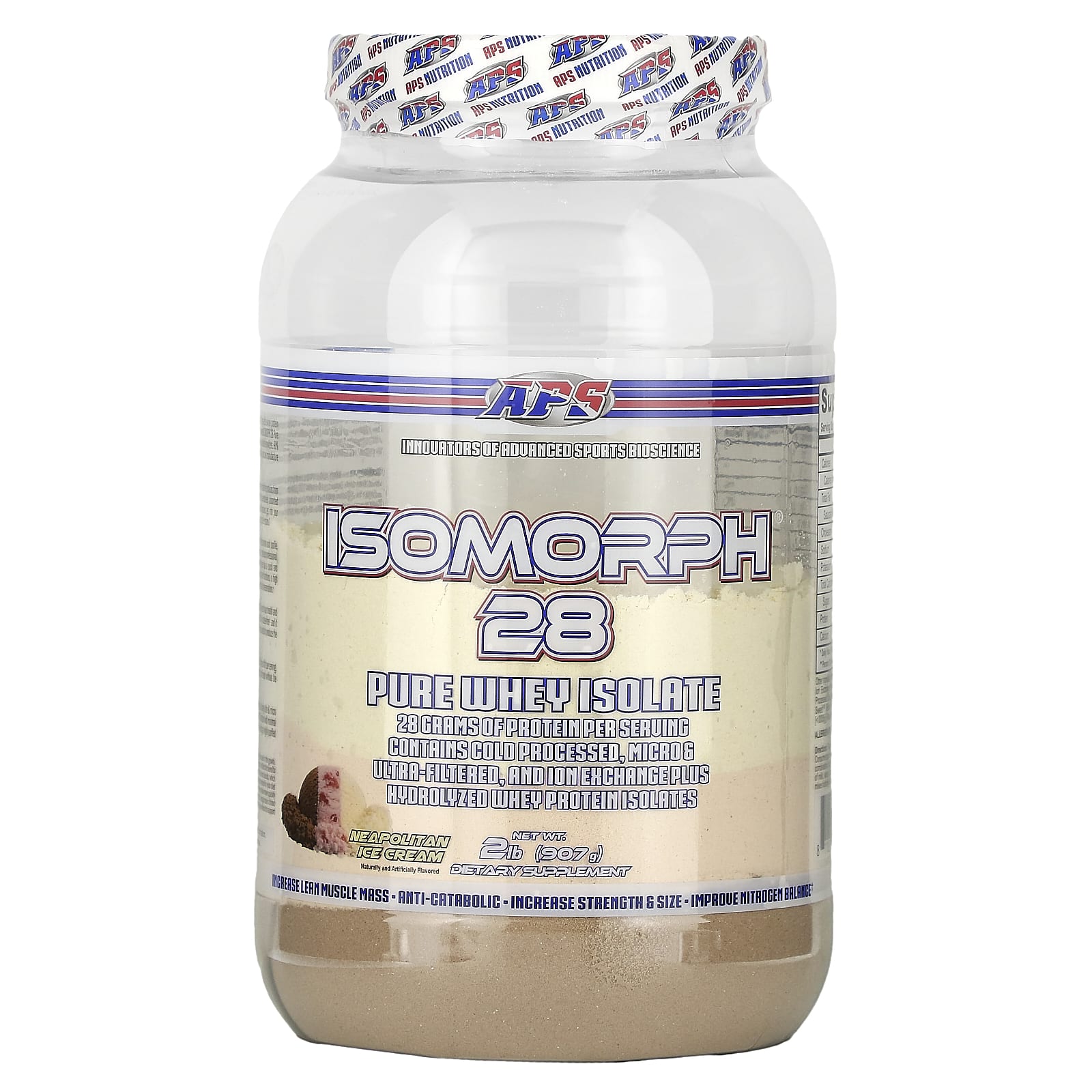 APS, Isomorph 28, 순수 분리유청, 나폴리탄 아이스크림, 907g(2lb)