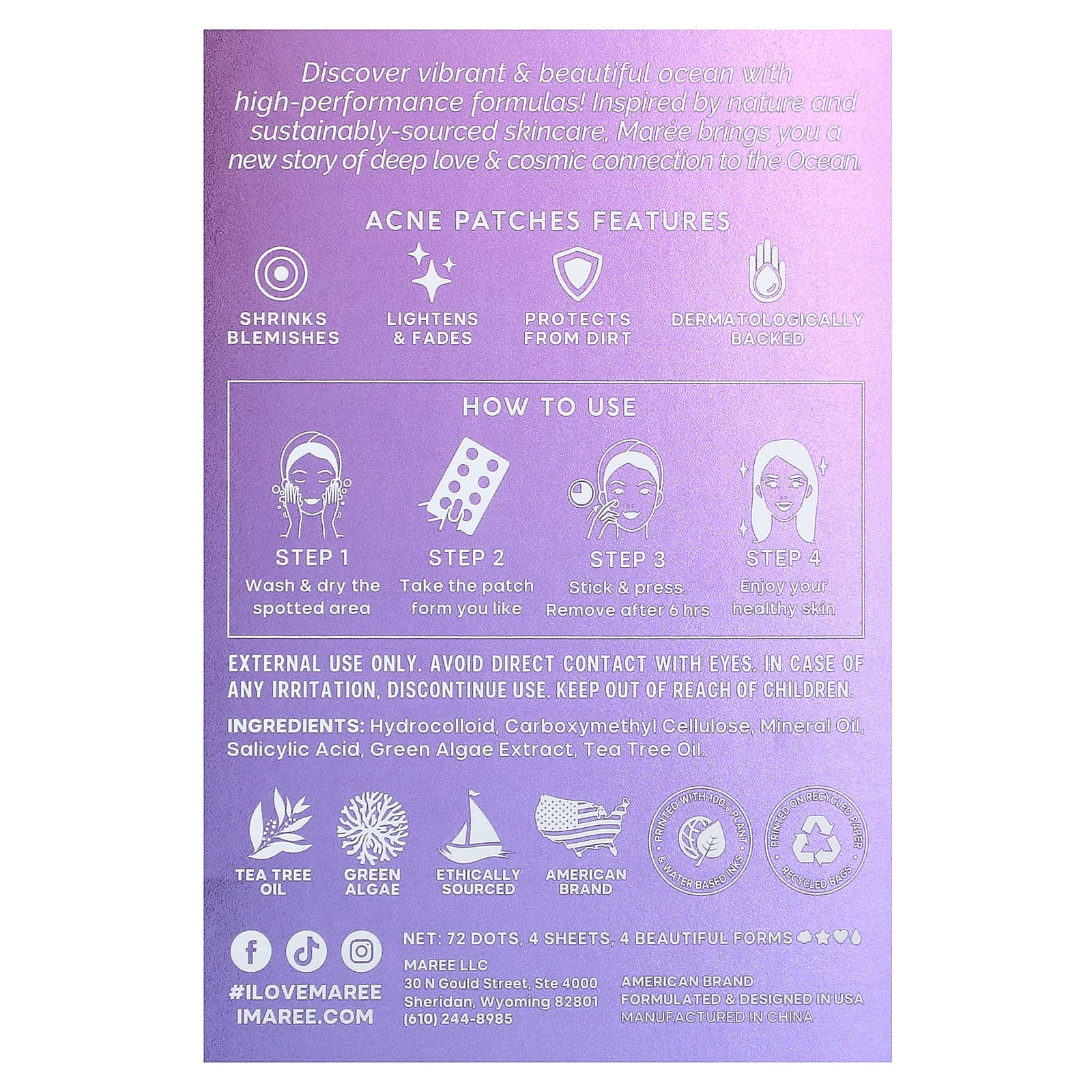Maree, Marine Skincare Acne Patches, 72 Dots