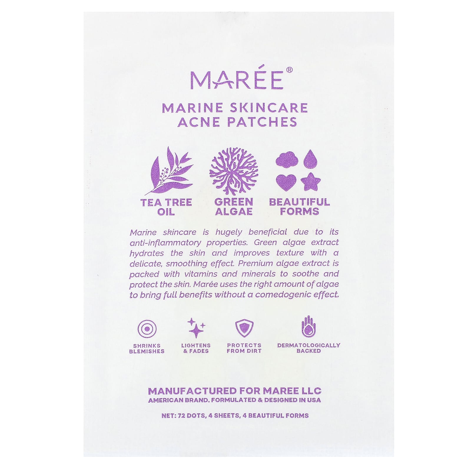 Maree, Marine Skincare Acne Patches, 72 Dots