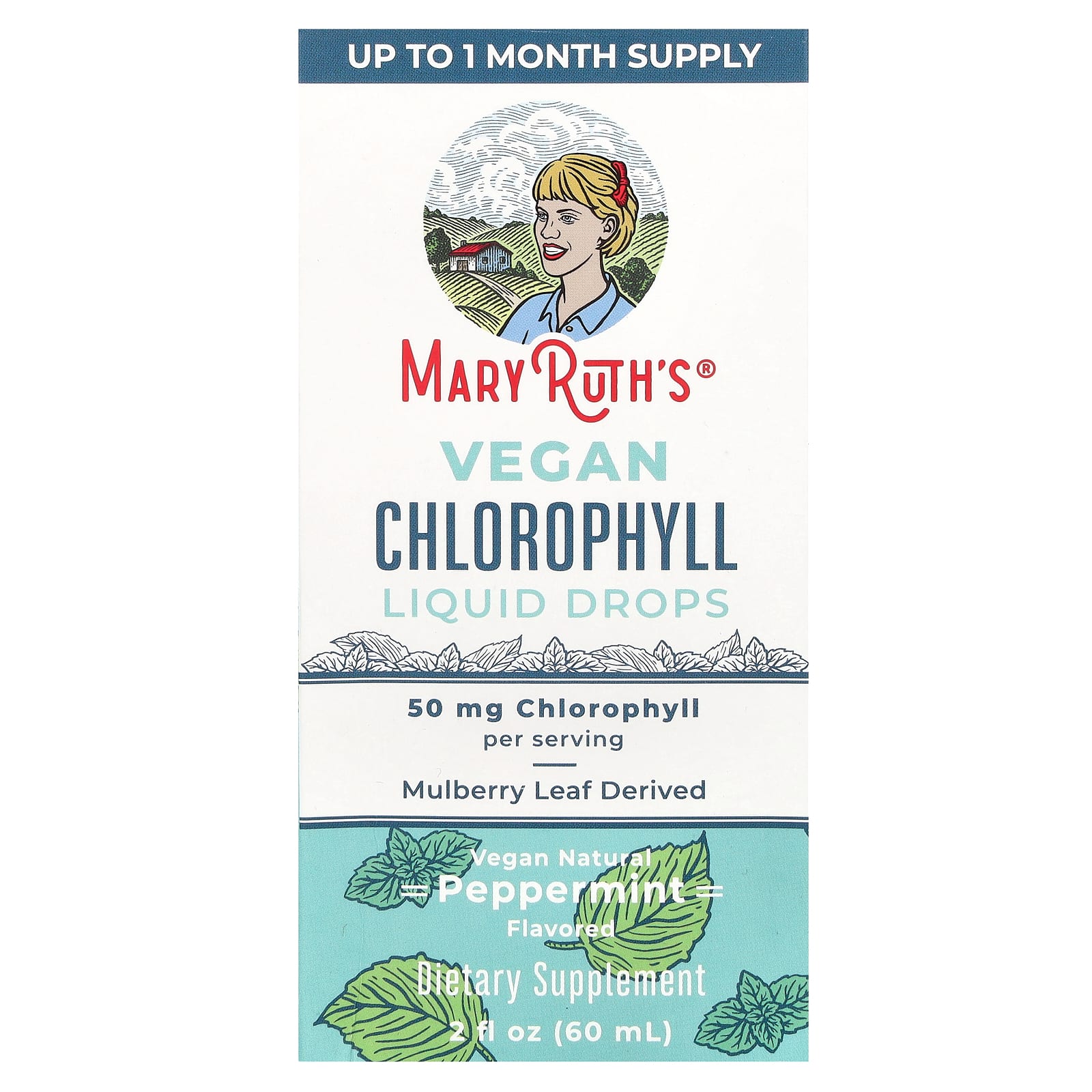MaryRuth's, Vegan Chlorophyll Liquid Drops, Peppermint , 50 mg , 2 fl ...