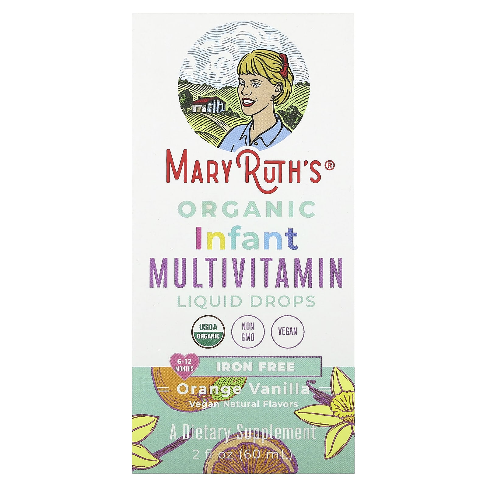 MaryRuth's, Organic Infant Multivitamin Liquid Drops, Iron Free, 6-12 ...