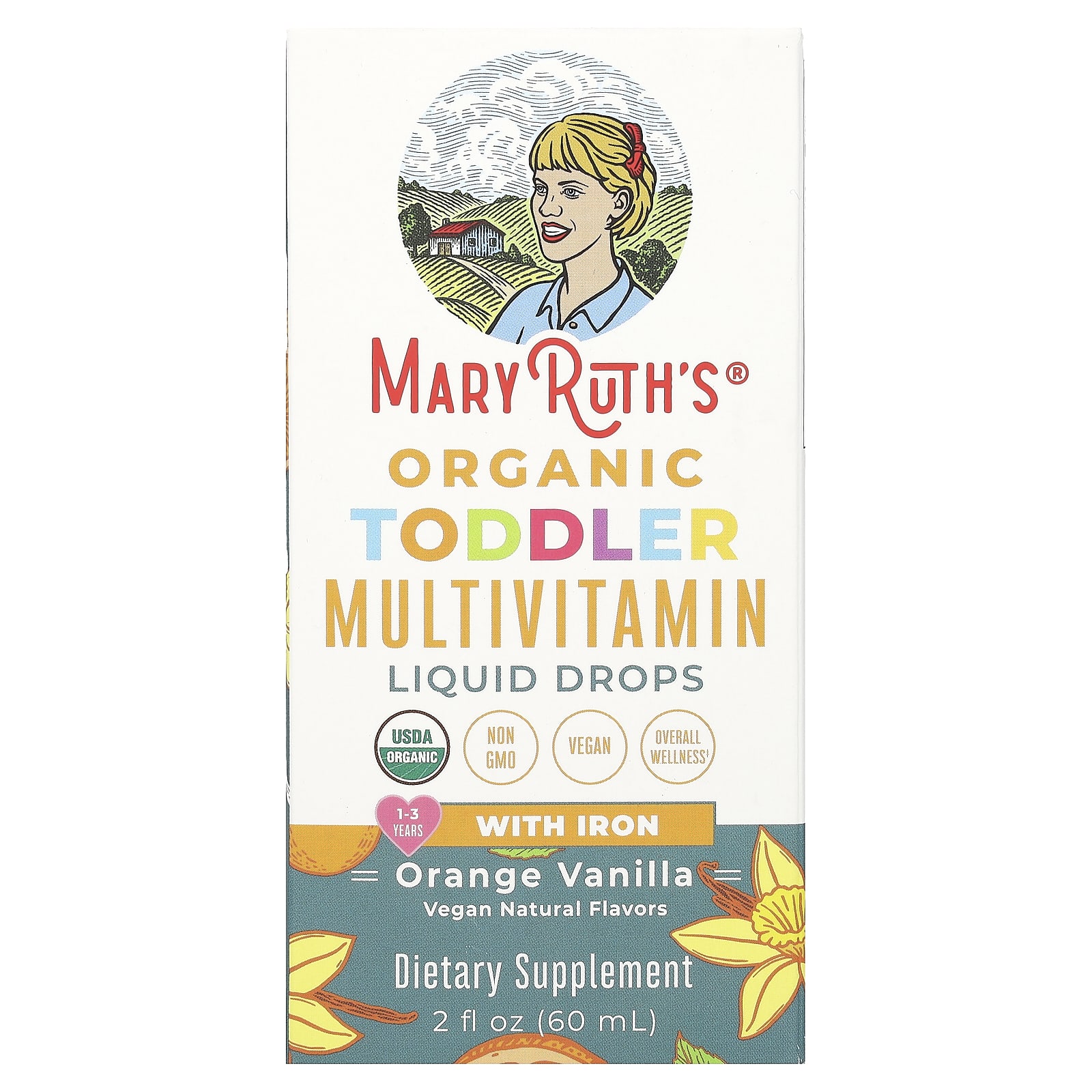MaryRuth's, Organic Toddler Multivitamin Liquid Drops With Iron, 1-3 ...