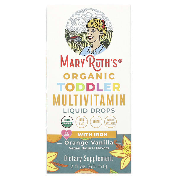MaryRuth's, Organic Toddler Multivitamin Liquid Drops With Iron, 1-3 ...