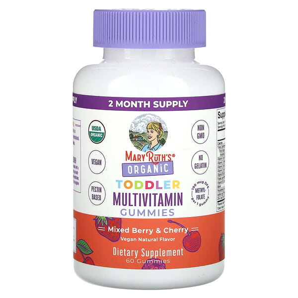 MaryRuth's, Organic Toddler Multivitamin Gummies, Mixed Berry & Cherry ...