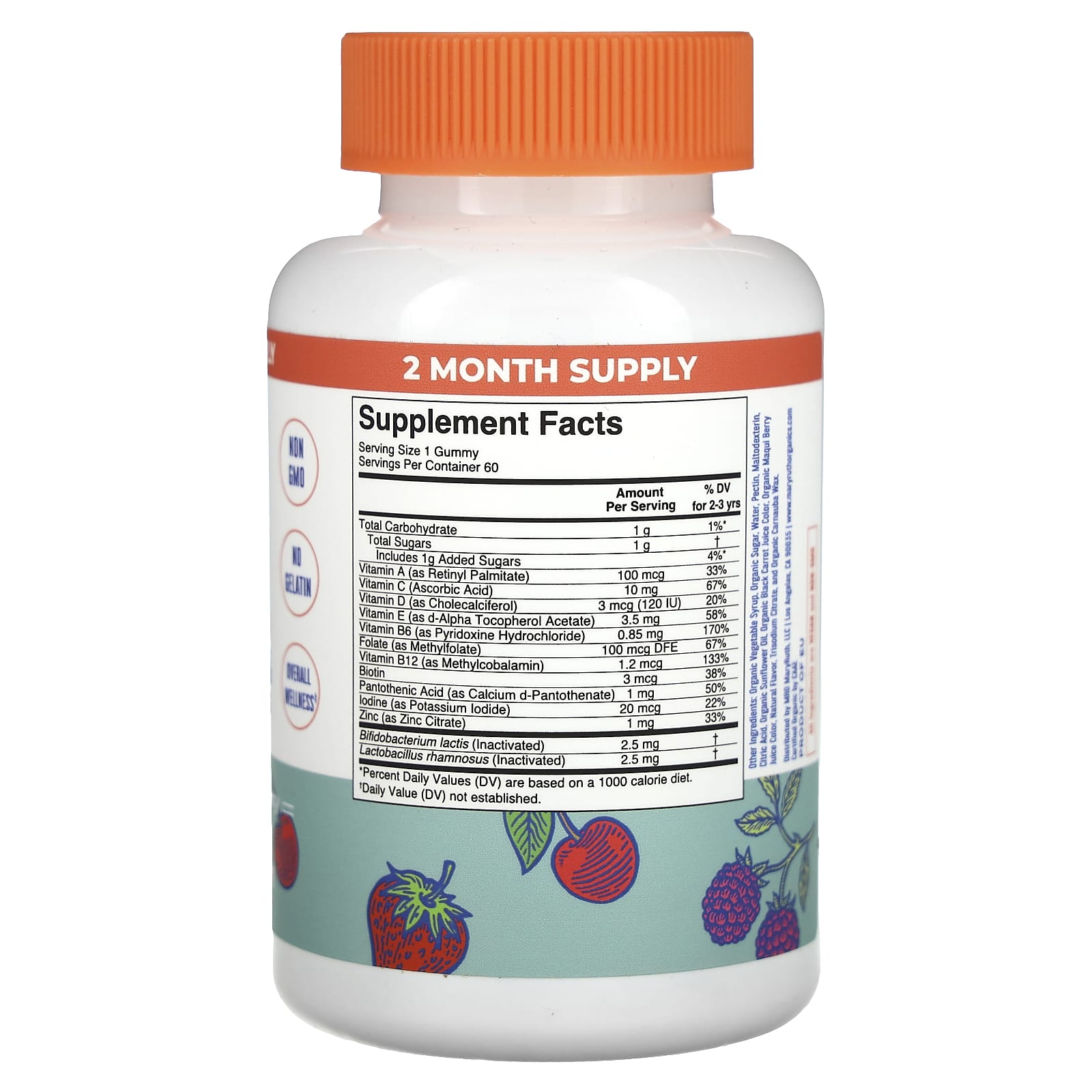 MaryRuth's, Organic Toddler Multivitamin & Postbiotics Gummies, Mixed ...