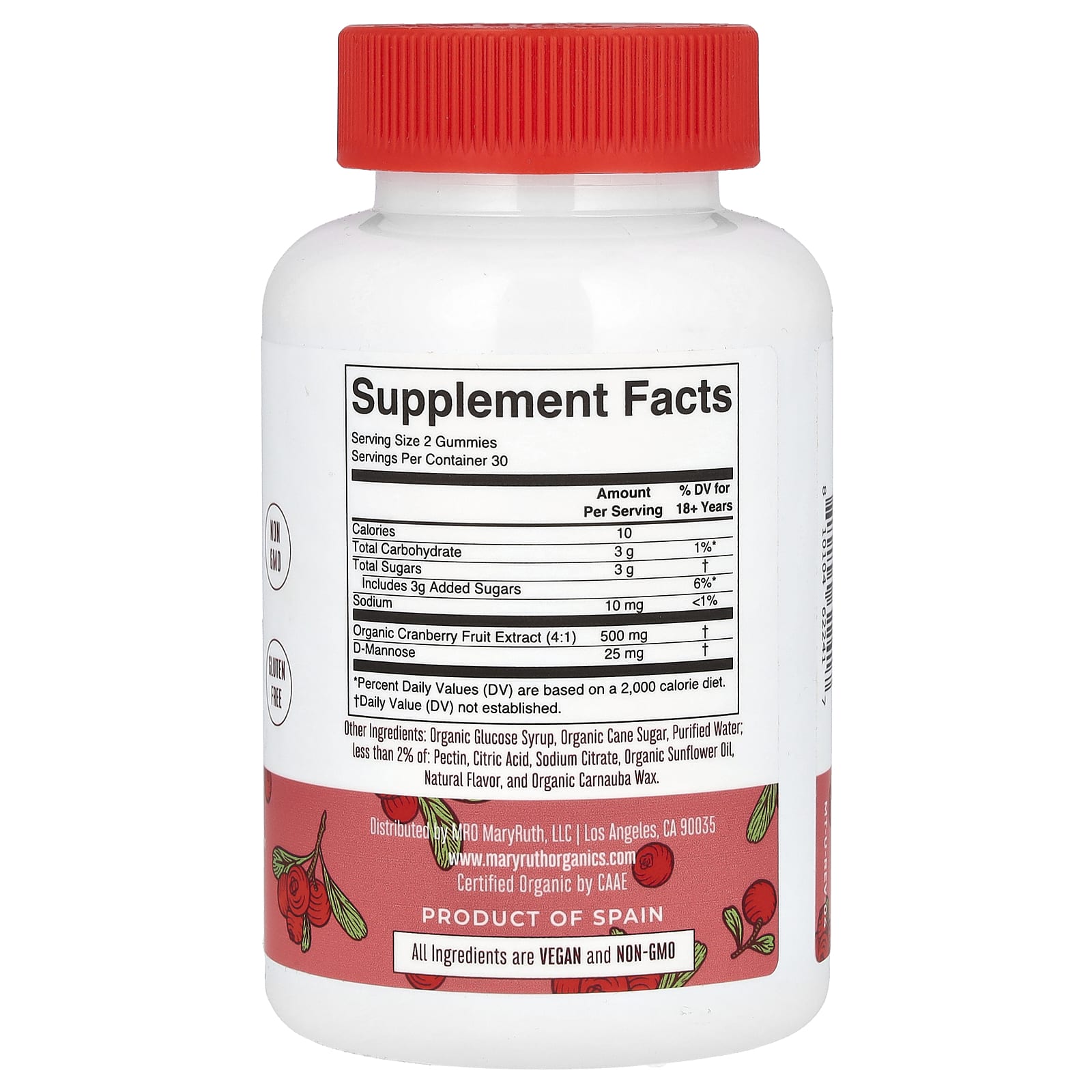 MaryRuth's, Organic, Cranberry Gummies with D-Mannose, 60 Gummies