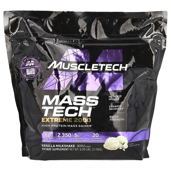 MuscleTech, Mass Tech Extreme 2000，香草奶昔味，6 磅（2.72 千克）
