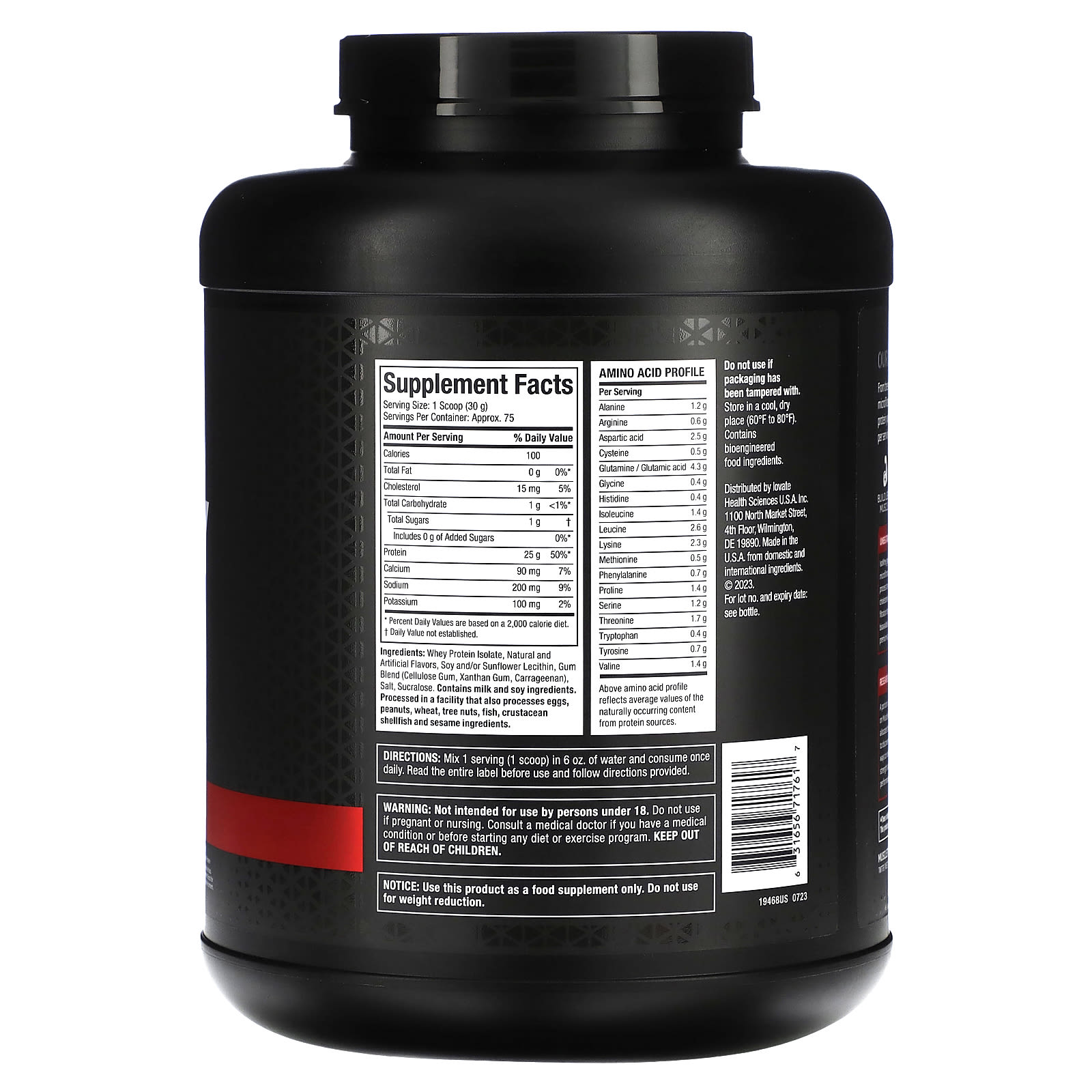 MuscleTech, IsoWhey, 100% aislado de proteína de suero de leche, Vainilla`` 2,27 kg (5 lb)