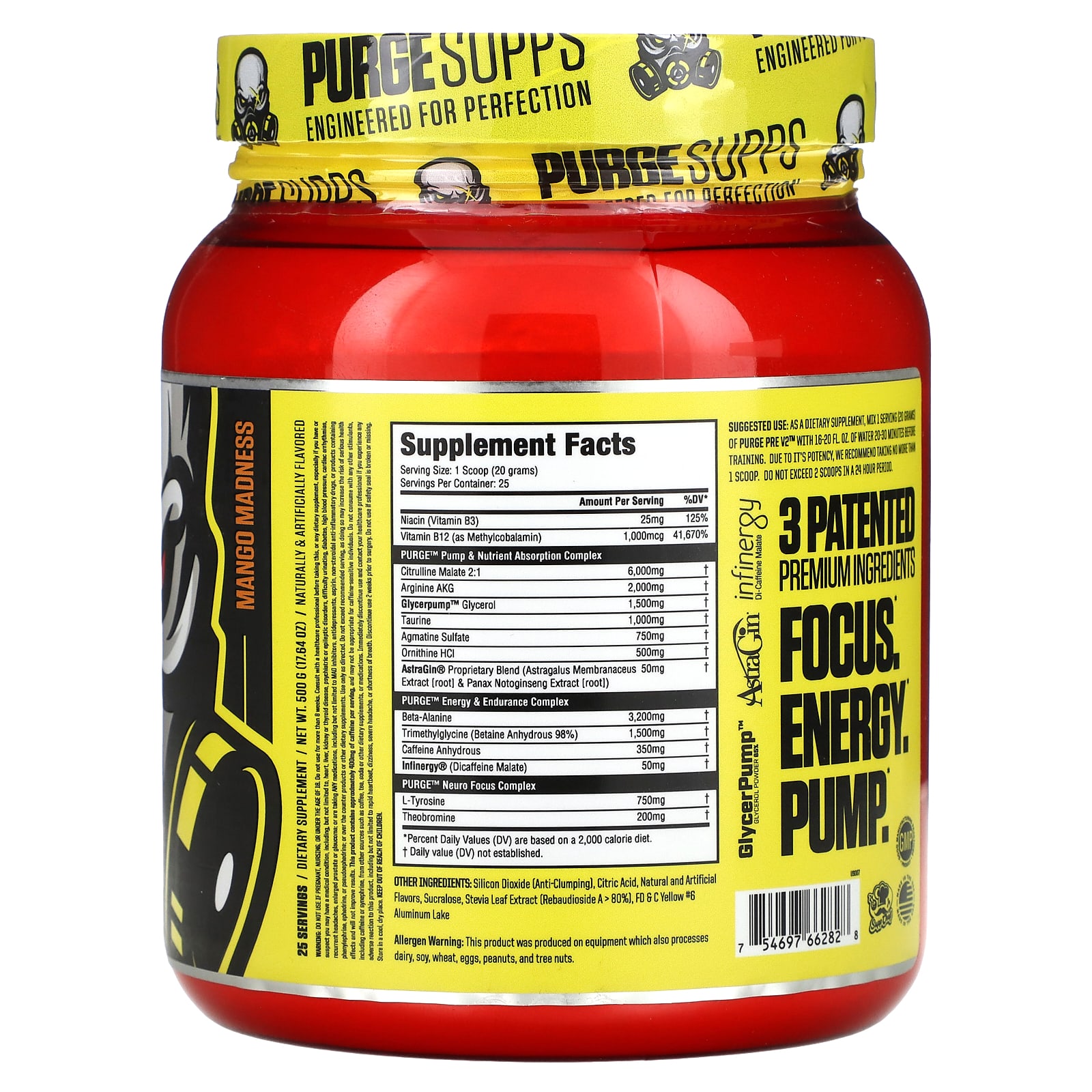 MuscleSport, Pre V2, Pre-Workout Powerhouse, Mango Madness, 17.64 oz ...