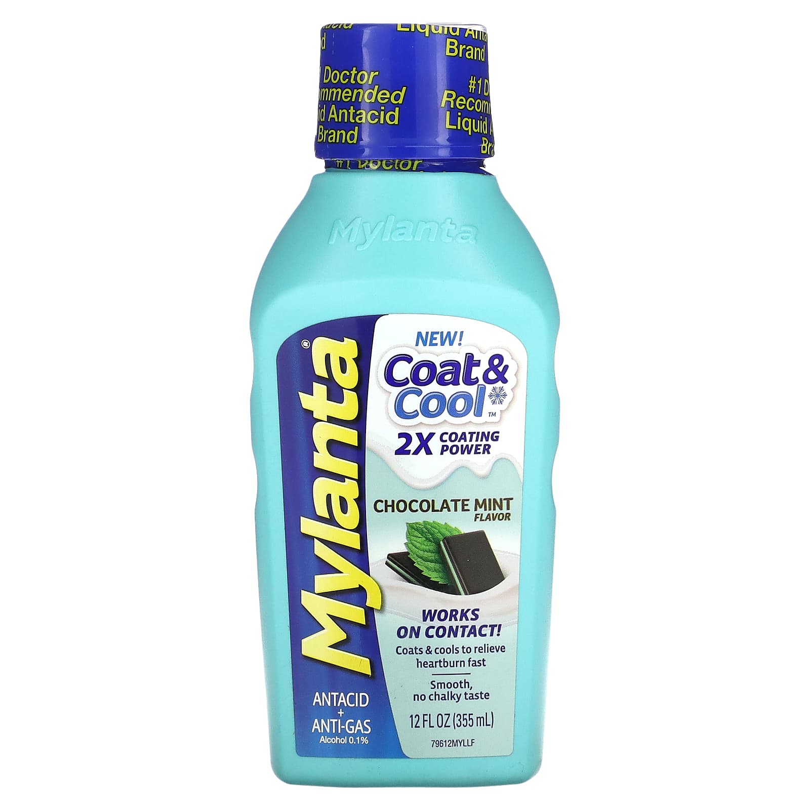 Mylanta, Coat & Cool Antacid + Anti-Gas, Chocolate Mint, 12 fl oz (355 ml)